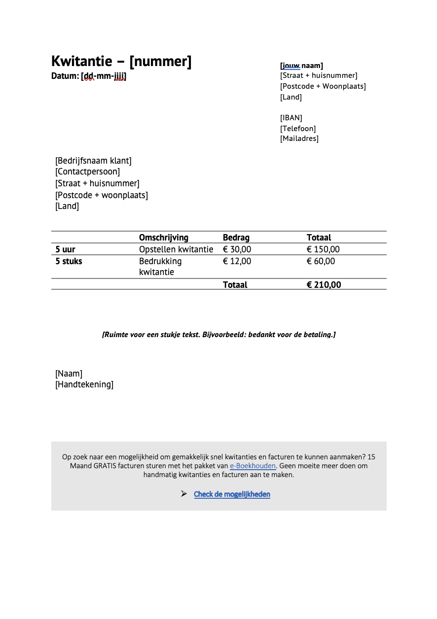 Kwitantie Maken? Gratis Voorbeeld in Word op Onderneming.nl